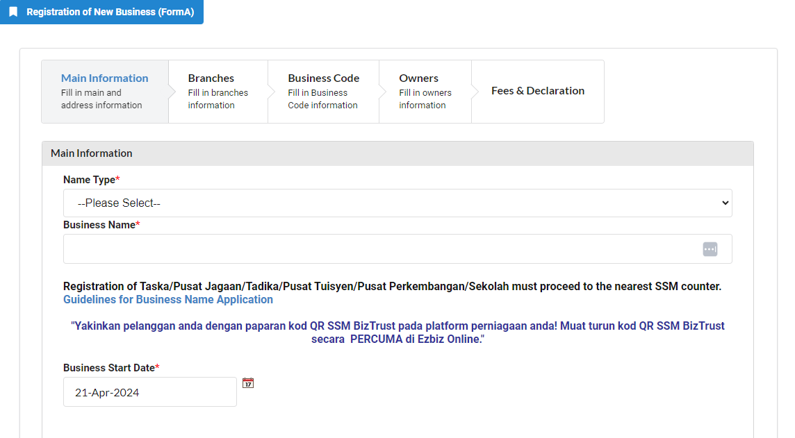 Register your business in Malaysia via SSM ezbiz